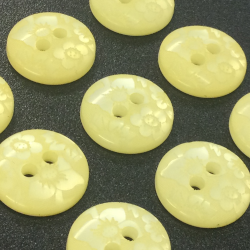 Buttons: Floral Damask Buttons (12mm/20L) Yellow